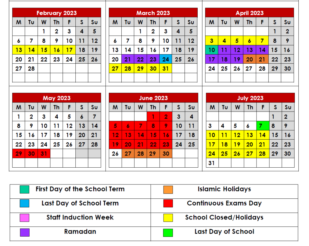 Academic Calendar - Al Rabeeh Academy